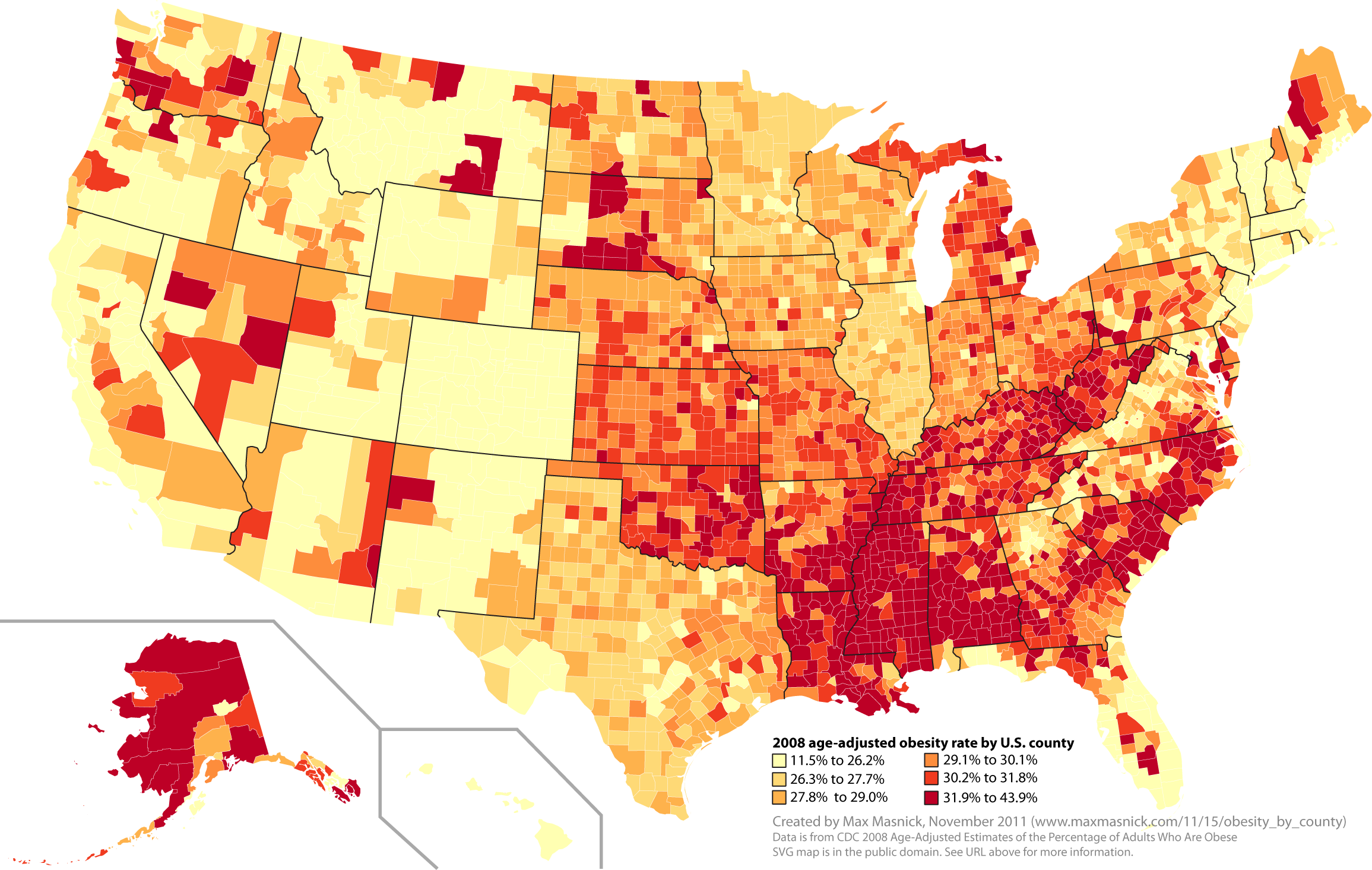 Mapping U S Obesity Rates At The County Level Max Masnick Mapping U S Obesity Rates At The County Level Max Masnick